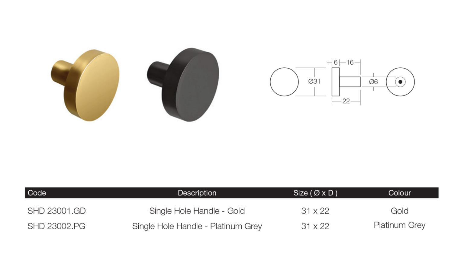 CABINET SINGLE HOLE HANDLE SHD23001 & SHD23002 | Kitchen Cabinet ...