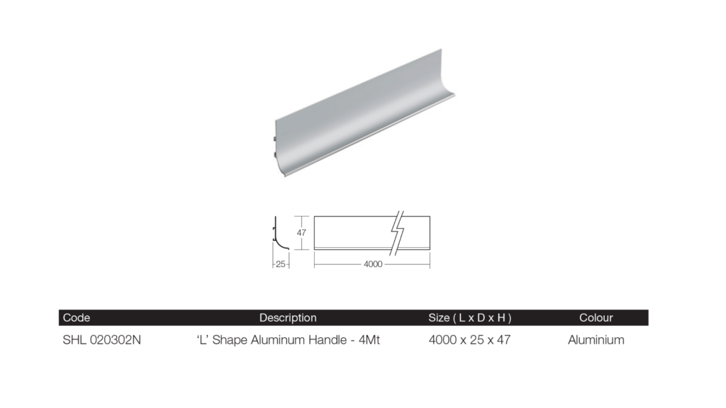 ALUMINUM 'L' HANDLE | Kitchen Cabinet Fittings Malaysia | Sommer
